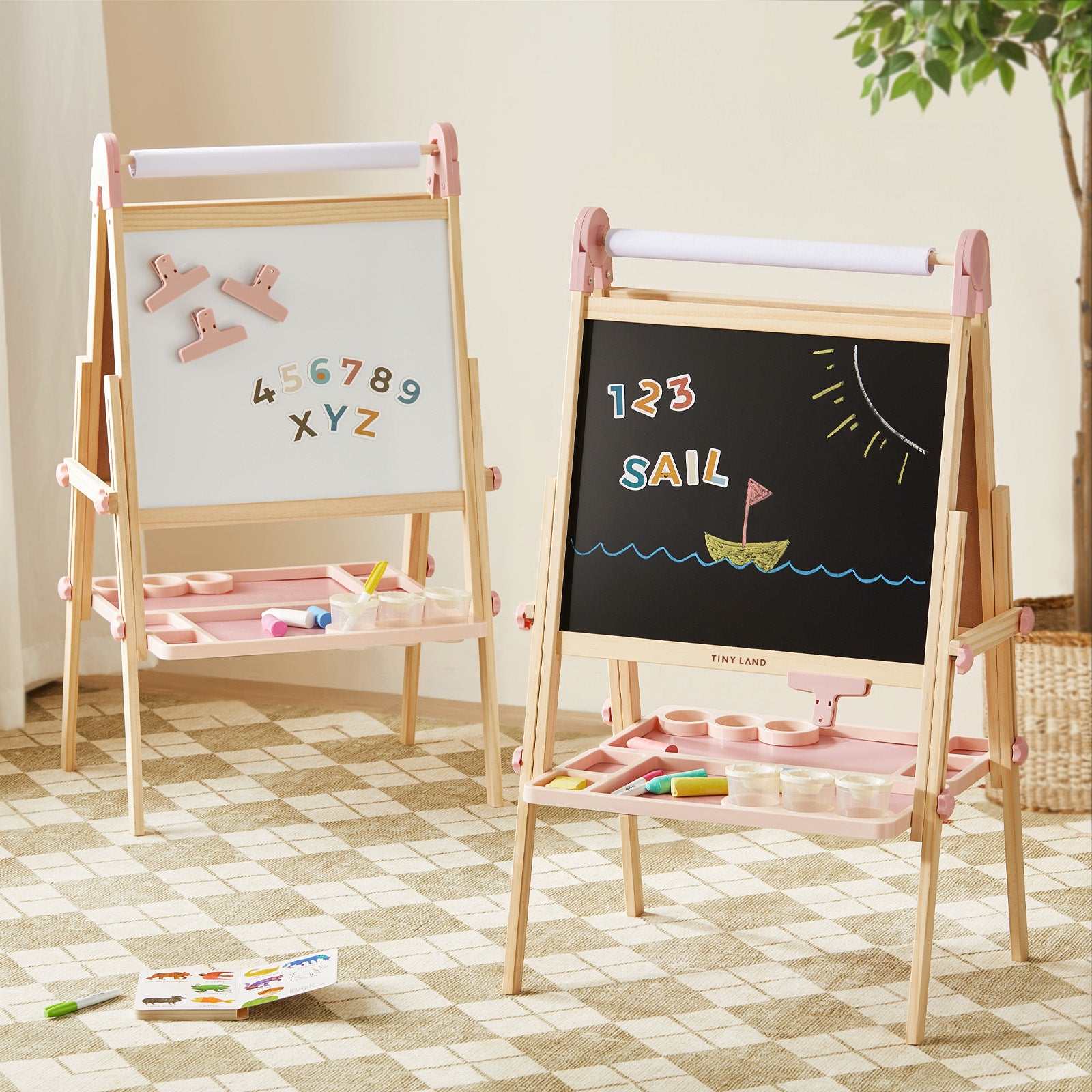 Magnitales Easel for Kids – Pink Double-Sided Art Board | Tiny Land