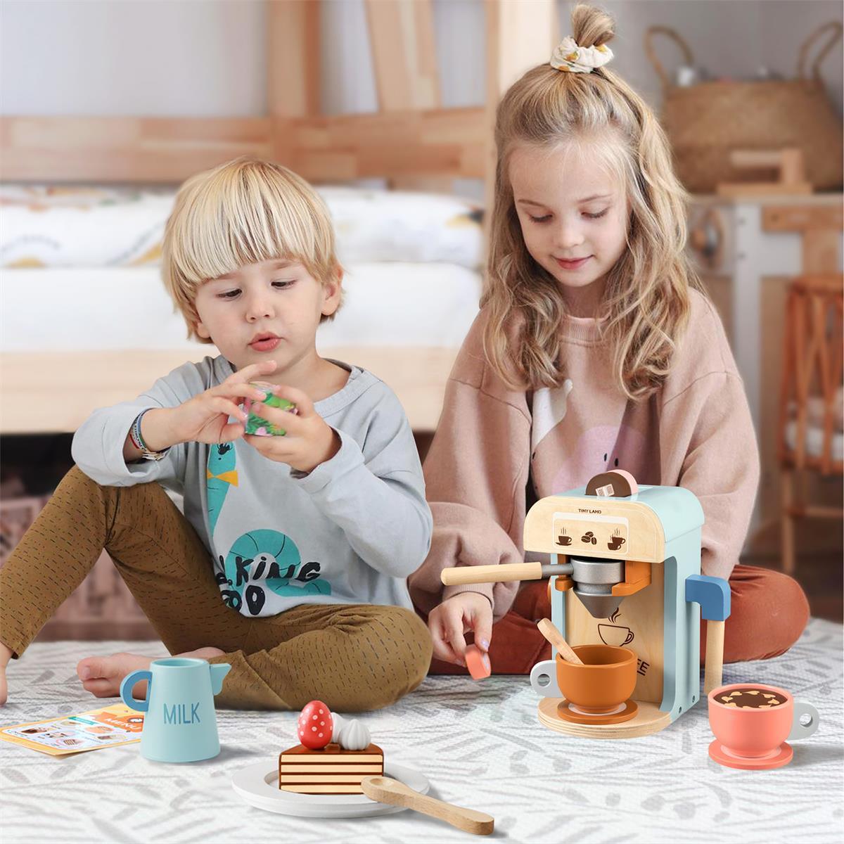 Tiny Land® Wooden Kids Play Coffee Maker Set | Tiny Land Official Store ...